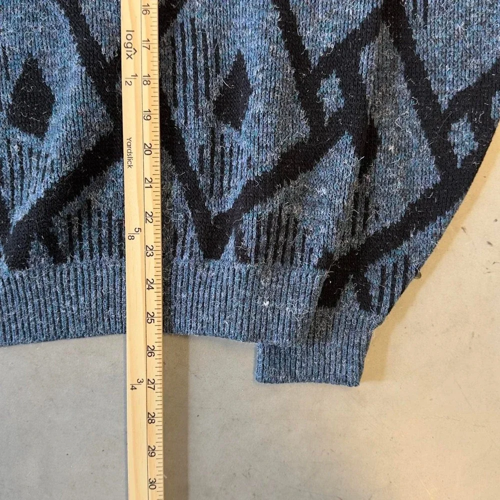 Sweaters | Vintage 9s Le Tigre Blue And Black Pattern Sweater | Poshmark